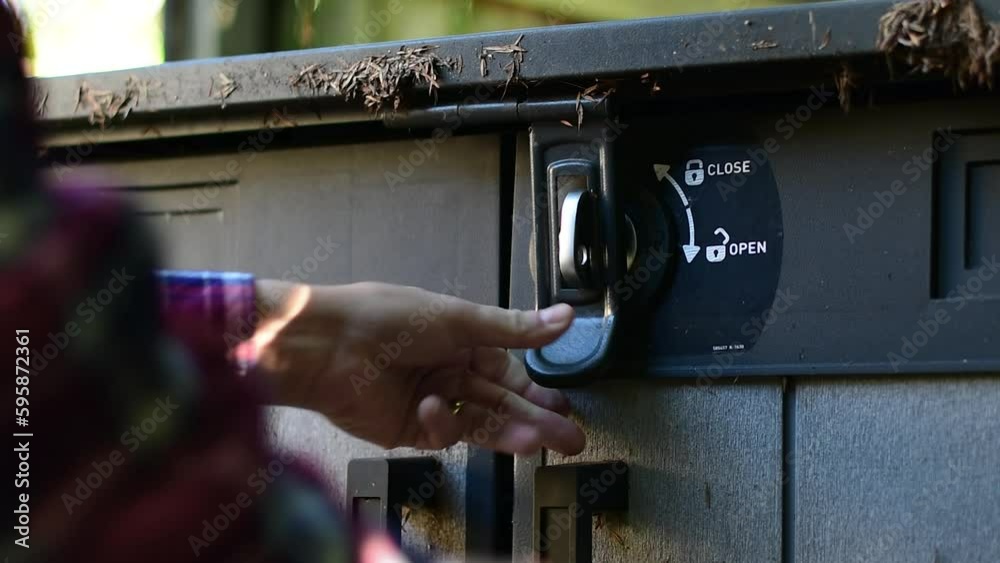 Beautifully shot alternate angle close up of a padlock and latch on a ...