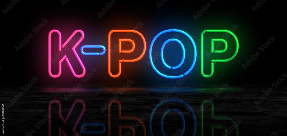 ภาพประกอบสต็อก K-Pop Korea music neon light 3d illustration ภาพ | Adobe ...
