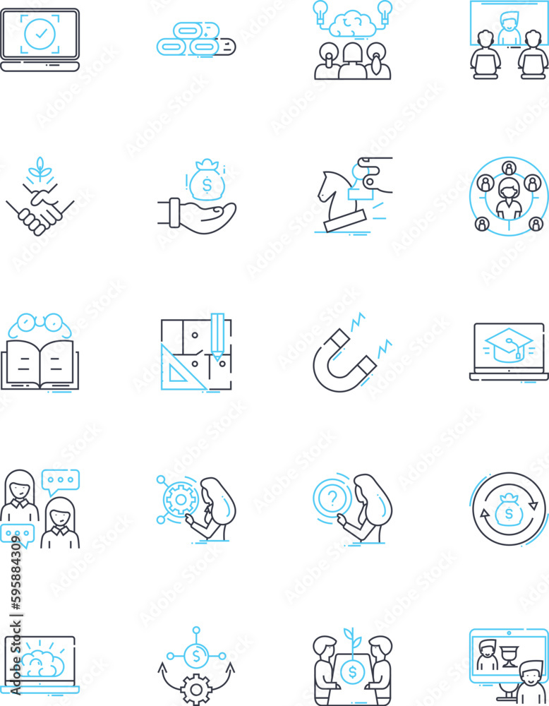 Professional society linear icons set. Nerking, Development, Growth ...