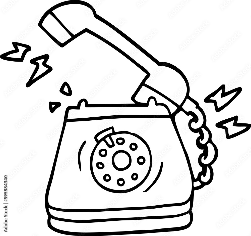 line drawing cartoon old rotary dial telephone Stock Illustration ...