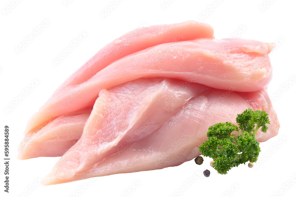 Raw chicken meat on white background Stock Photo | Adobe Stock