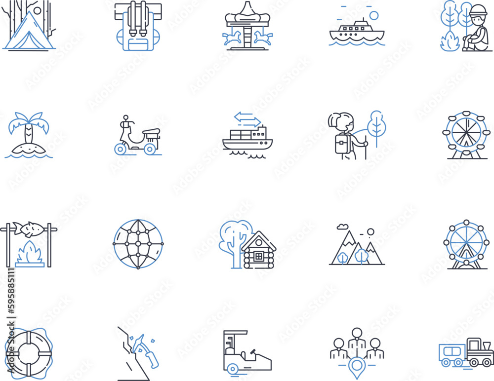 Migration line icons collection. Relocation, Immigration, Emigration ...