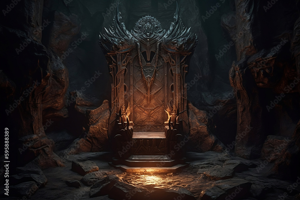 Arcane devil's throne, Horror movie, game, nightmare. Halloween, hell ...