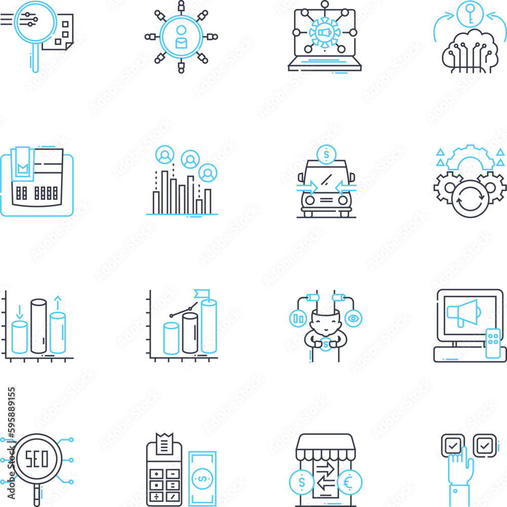 Vecteur Stock Viral marketing linear icons set. Shareable, Buzzworthy ...
