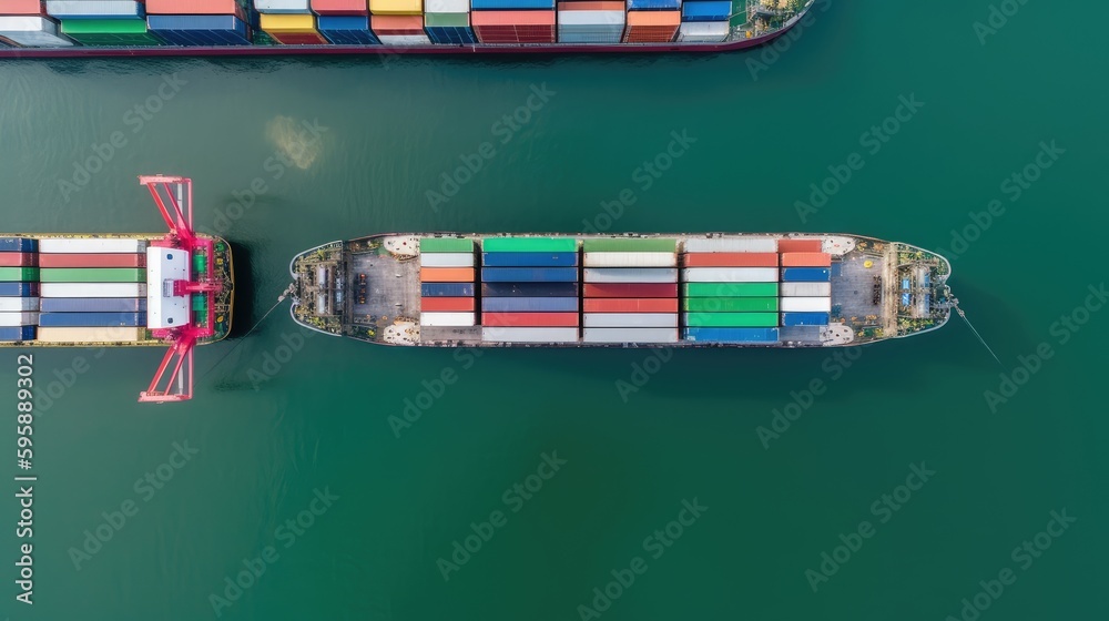 Aerial top view container ship global business logistic transportation ...
