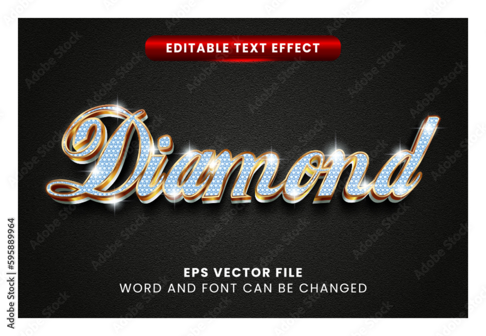 3D diamond vector text effect Stock Vector | Adobe Stock