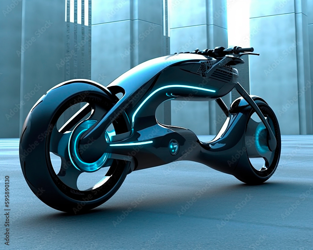 generative ai illustration of futuristic hyper modern electric bike ...