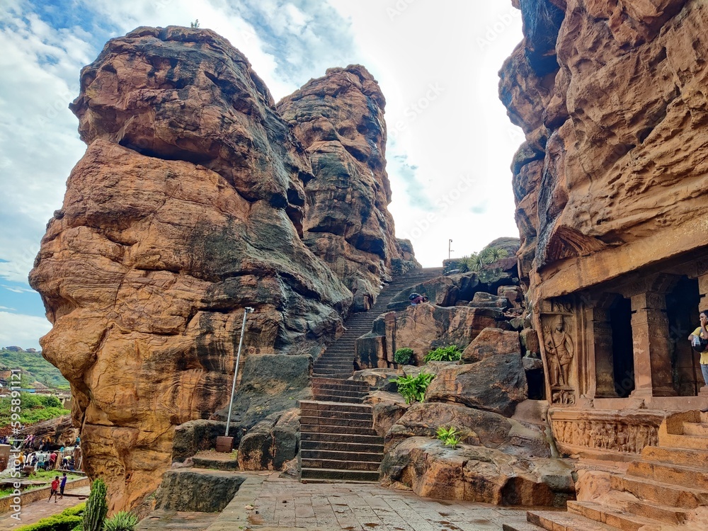 Badami,Karnataka,India- September 08 2022 Ancient Cave Temples Located ...