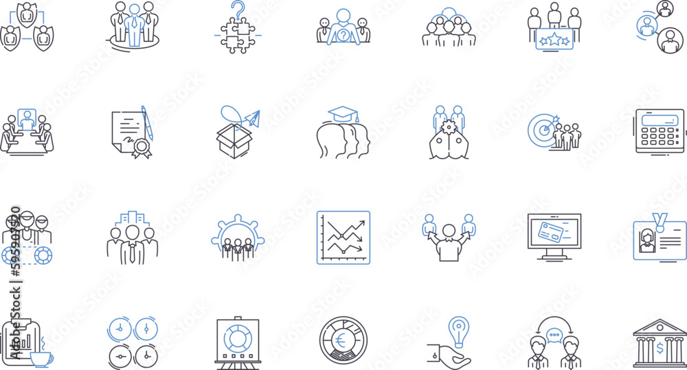 Team building session line icons collection. Collaboration, Bonding ...