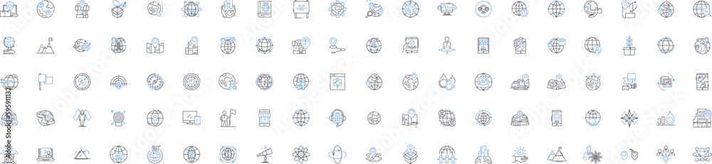 Cartography line icons collection. Topography, Projection, Mapmaking ...