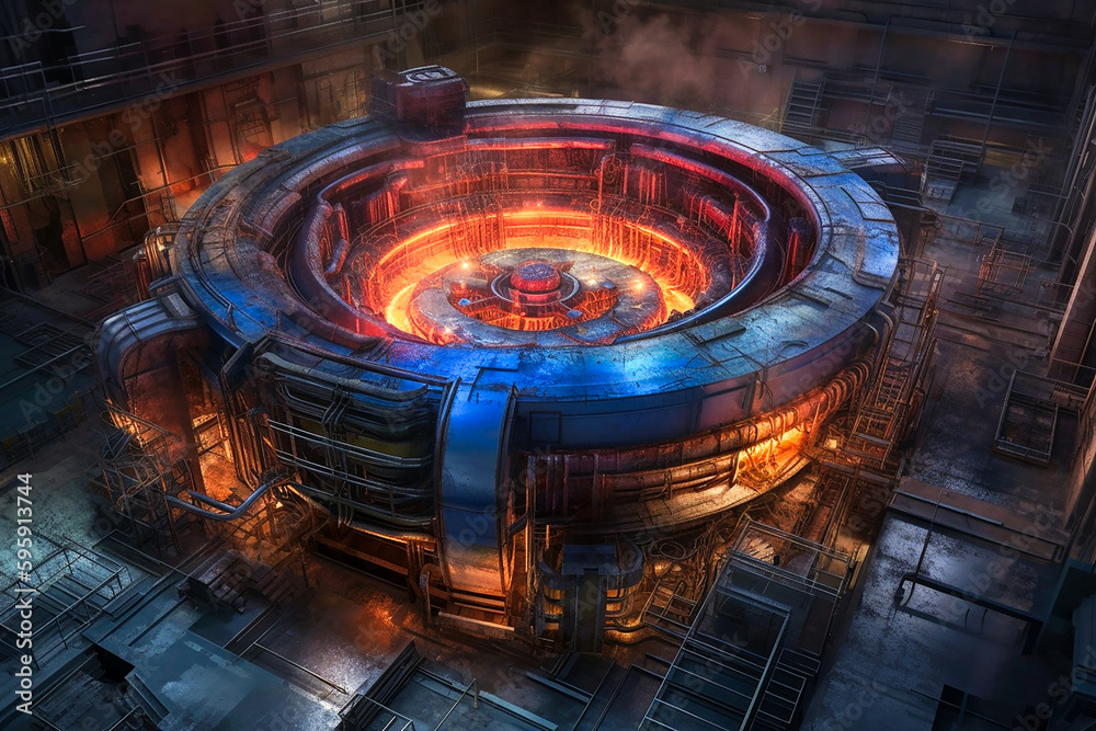 Graphic representation of the interior of a reactor for a controlled ...