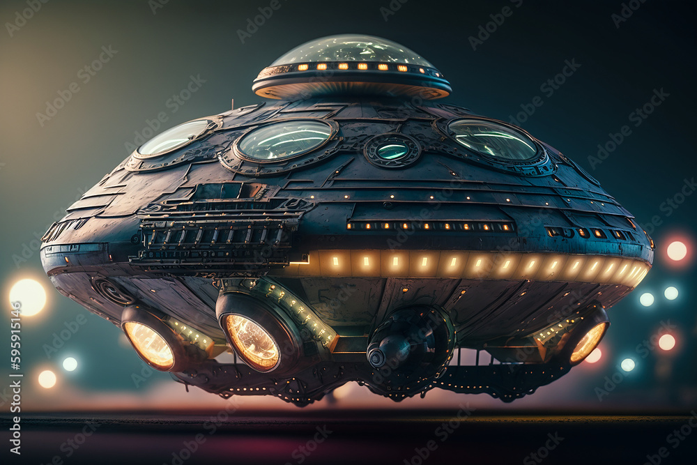 Alien Space Ship. Generative AI. A digital painting of an alien space ...