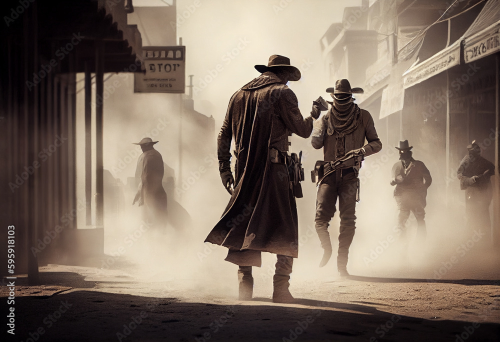 The picture captures the moment just before a dramatic shootout between ...