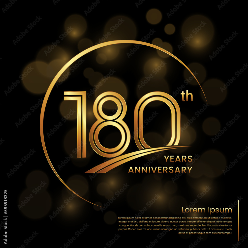 180th Anniversary logo design with double line numbers. Golden number ...