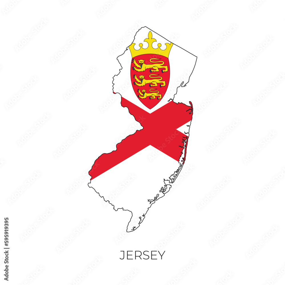 Vetor de Jersey map and flag. Detailed silhouette vector illustration ...