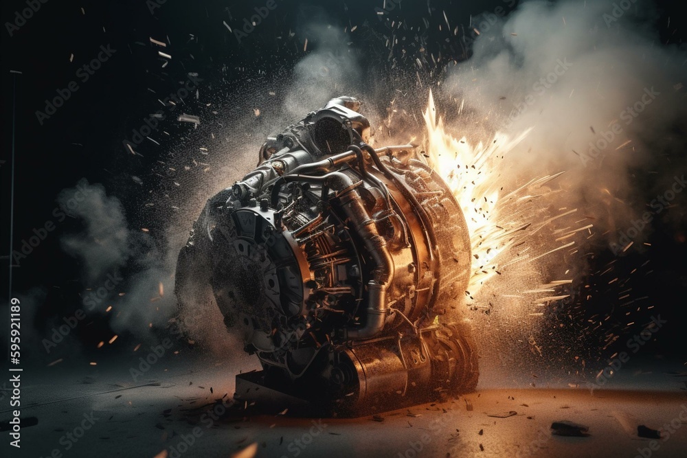 CG v8 engine with dynamic motion, explosions and sparks. Generative AI ...
