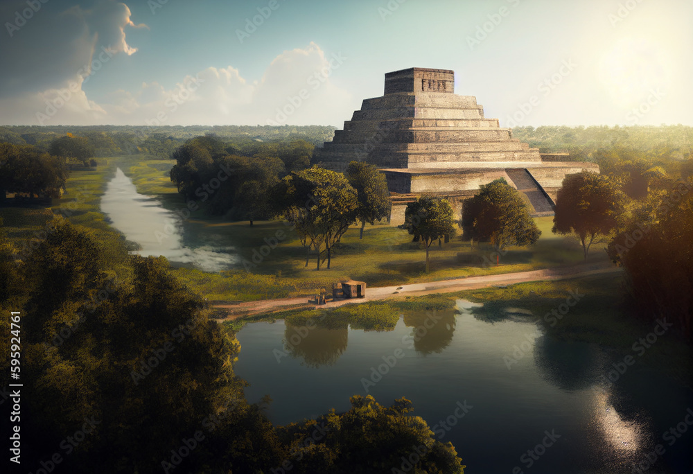 chichen itza pyramid country concept, contemporary colors and mood ...
