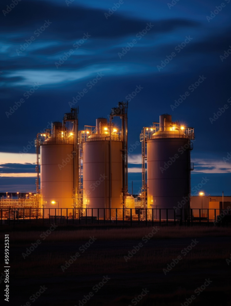Oil storage tanks at night - oil storage stock photos and royalty-free ...