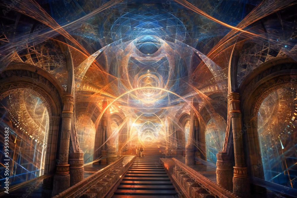 Fantasy big hall in heaven or in a spiritual dimension. Deep spiritual ...