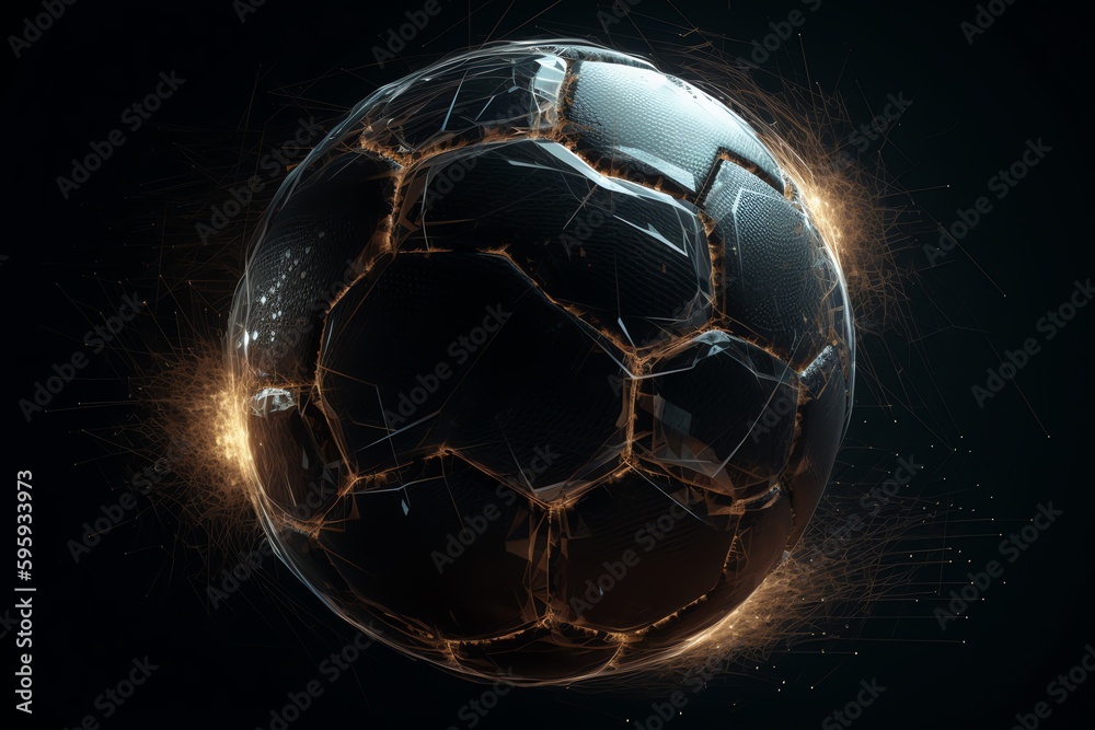 High resolution combined sketches and 3D illustrations of a soccer ball ...