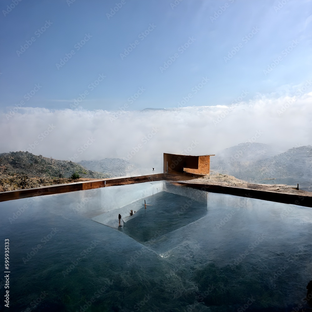 jacuzzi catenary fog infinity pool greece rammed earth architecture ...