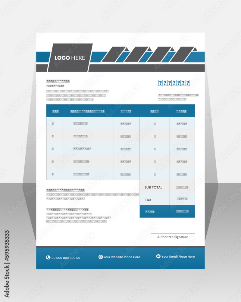 Business invoice form template. Invoicing quotes, money bills or price ...