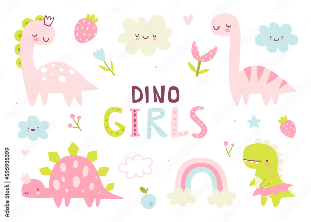 Cute Baby Girl Dinosaurs