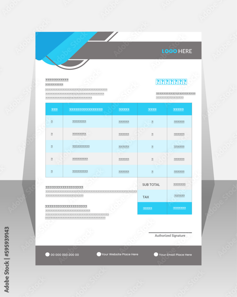 Business invoice form template. Invoicing quotes, money bills or price ...