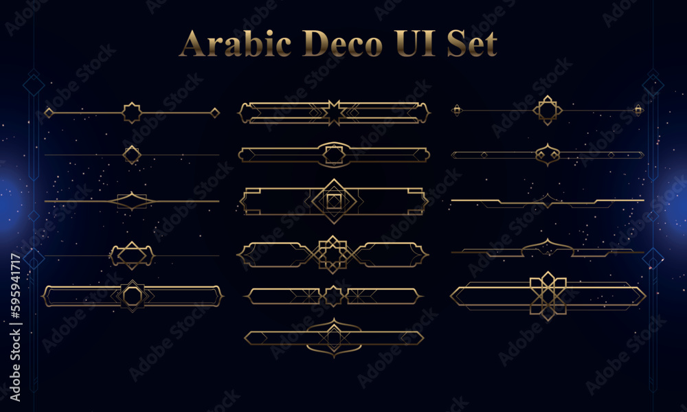 Set of Arabic Deco Modern User Interface Elements. Fantasy magic HUD ...