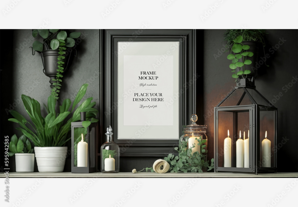 Stylish Mantle Decor With Candles, Plants, Mirrors, And A Black Wall ... Stylish Mantle Decor With Candles, Plants, Mirrors, And A Black Wall ...