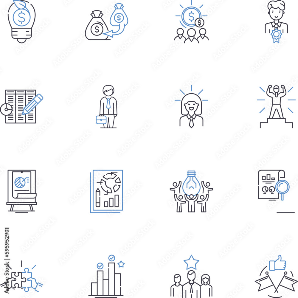 Task proficiency line icons collection. Competence, Expertise ...