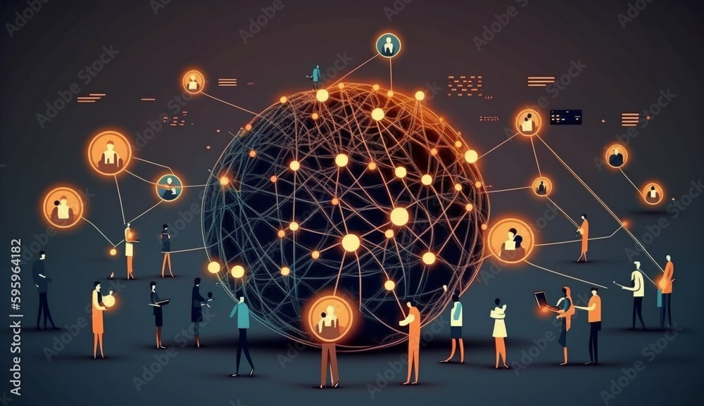 social network connection concept; community generativce ai Stock ...
