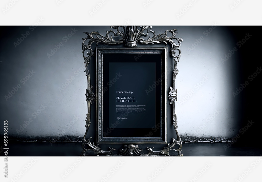 Stunning Large Ornate Mirror In Dark Room With Contrasting White Wall ...