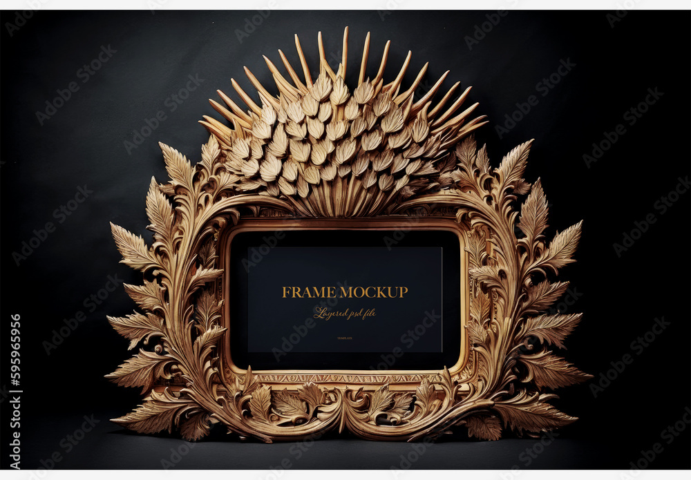 Elegant Wooden Frame With Decorative Design And Unique Crown Of Spikes ...