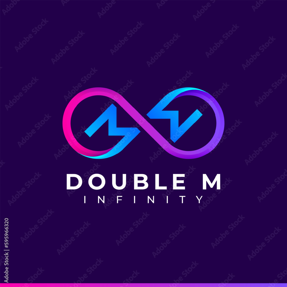 Letter M Infinity Logo design and Blue Purple Gradient Colorful symbol ...