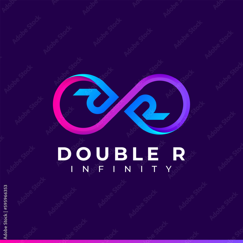 Letter R Infinity Logo design and Blue Purple Gradient Colorful symbol ...