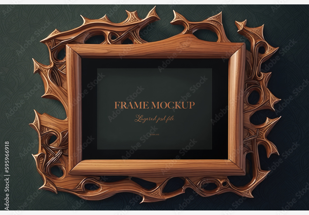 Stunning Wooden Frame With Leaf Pattern And Shadow Of A Person In Dark ...