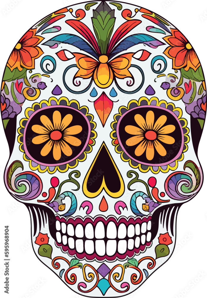 Sugar Skulls. Day of the Dead Skull, isolated on white background. Dia ...