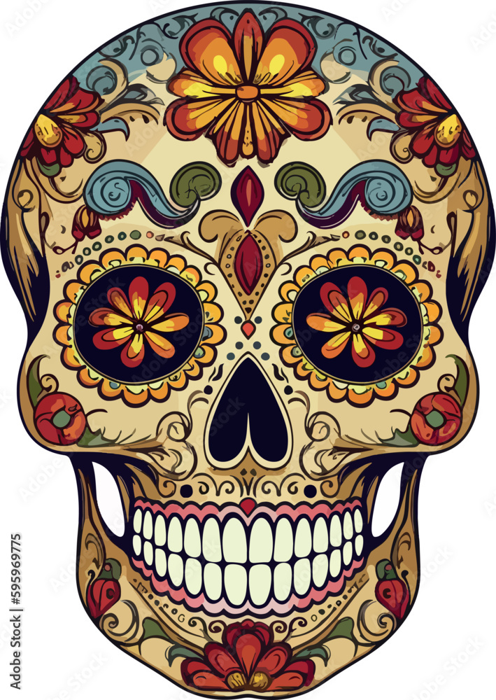 Sugar Skulls. Day of the Dead Skull, isolated on white background. Dia ...