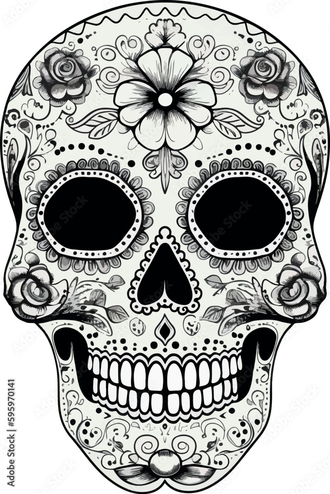 Sugar Skulls. Day of the Dead Skull, isolated on white background. Dia ...