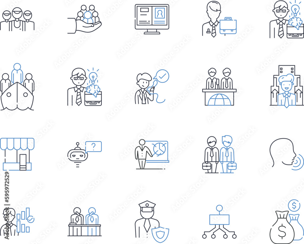 Occupation mapping line icons collection. Analysis, Job, Assessment ...