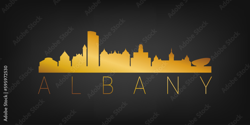 Albany, NY, USA Gold Skyline City Silhouette Vector. Golden Design ...