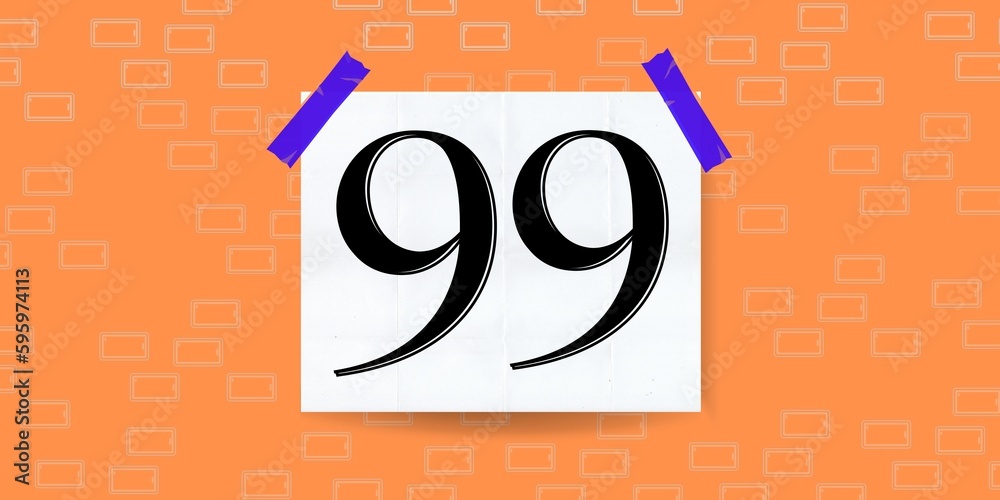 Number 99. Banner with the number ninety nine on a orange background ...