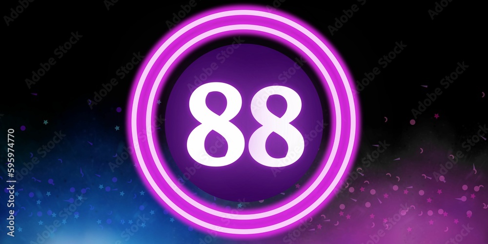Number 88. Banner with the number eighty eight on a black background ...