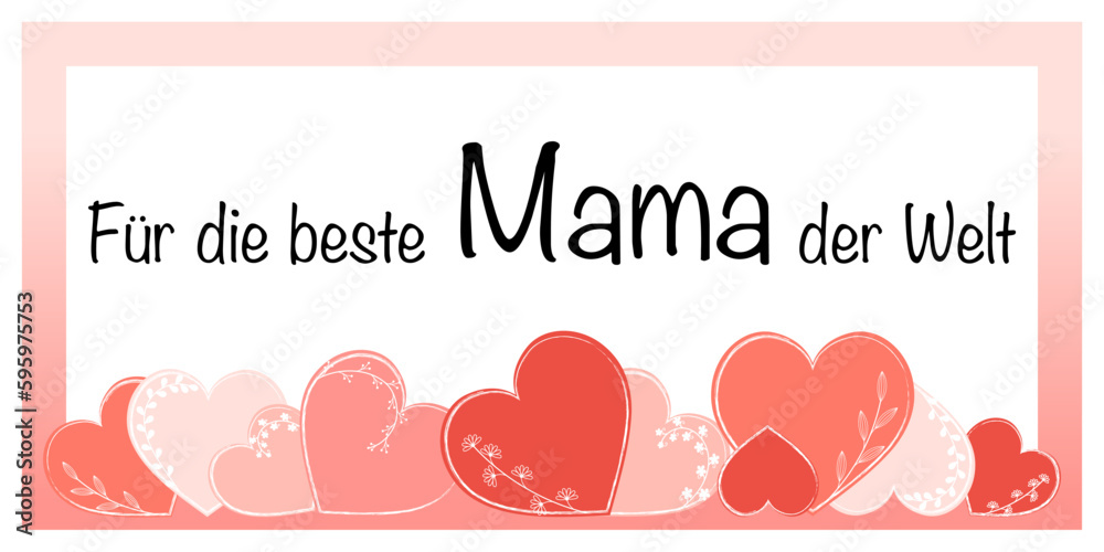 Vetor de Für die beste Mama der Welt - Schriftzug in deutscher Sprache ...