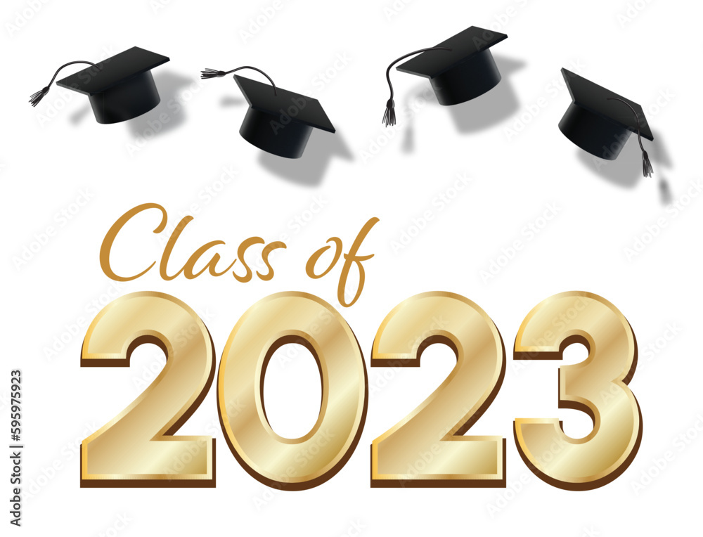 Iconic Class of 2023 graduation banner graphic design. Icon ...