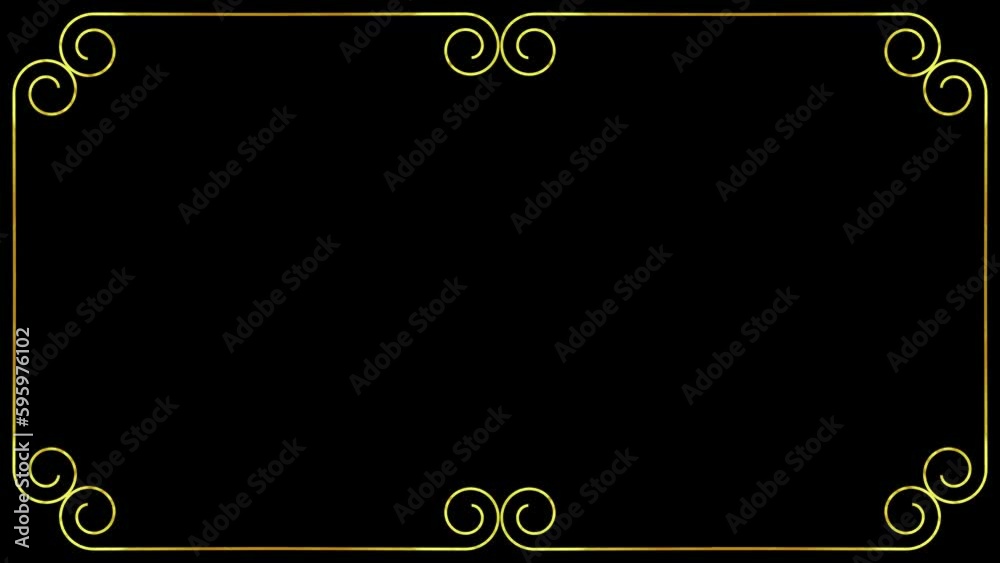 Set 2 files. 4k animated modern golden luxury border frame background ...