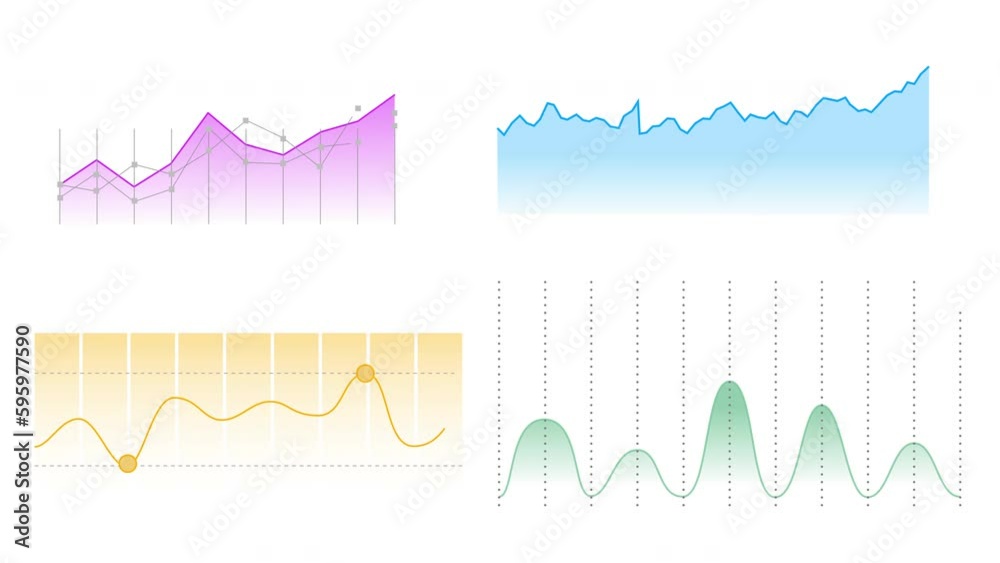 Set of animated diagrams, graphs and charts isolated on white ...