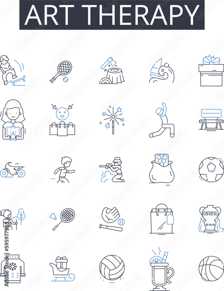 Art therapy line icons collection. Music therapy, Play therapy, Drama ...