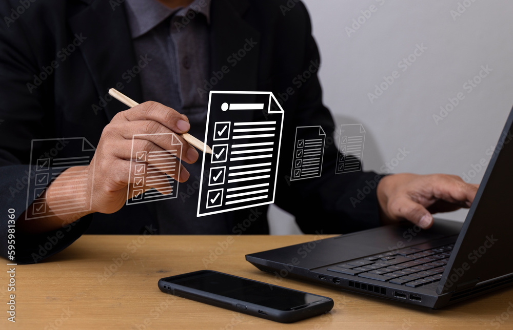 Quick Checklist and Clipboard Management Concepts business people ...